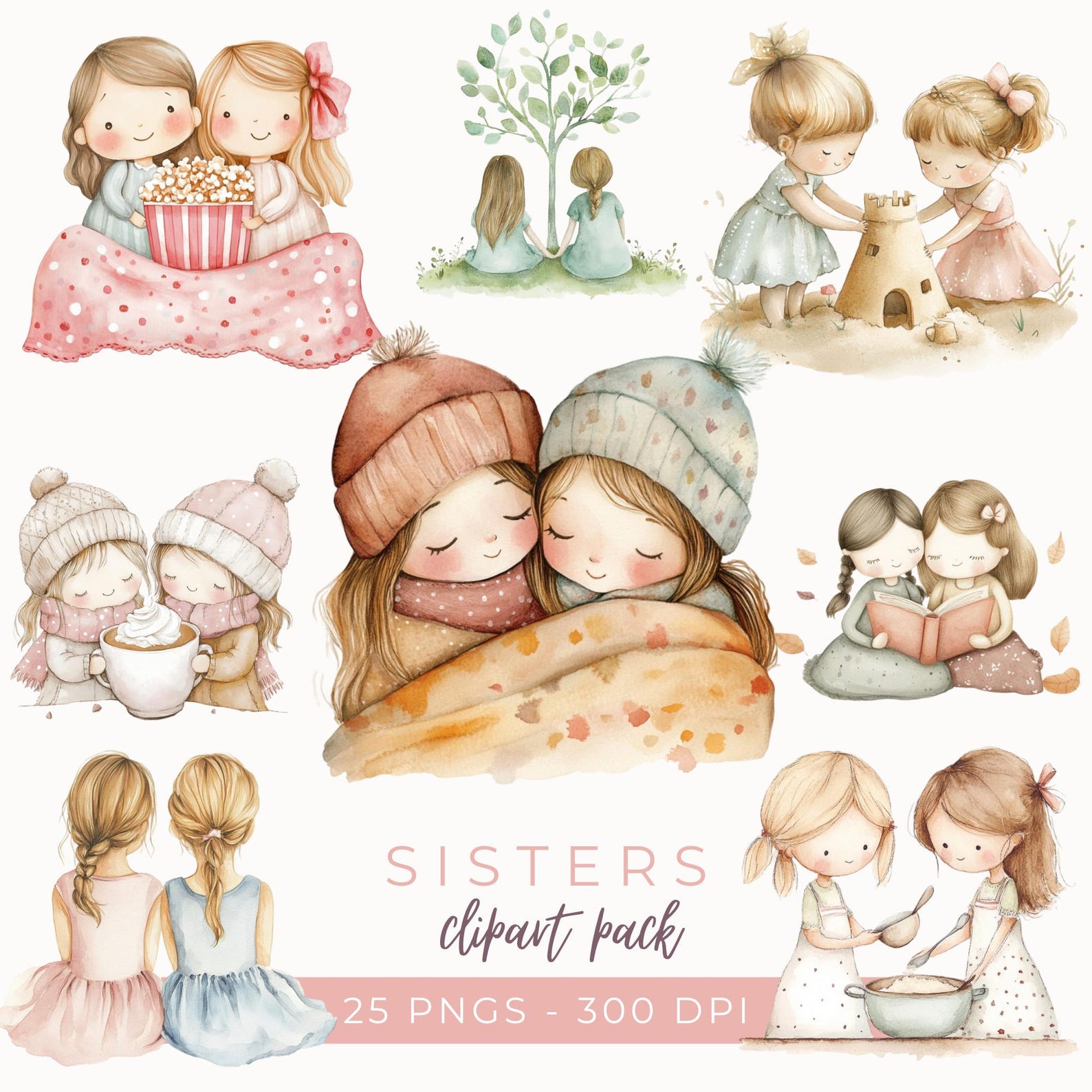Sisters Clipart, Best Friends Art, Soul Sisters PNG, Friendship ...