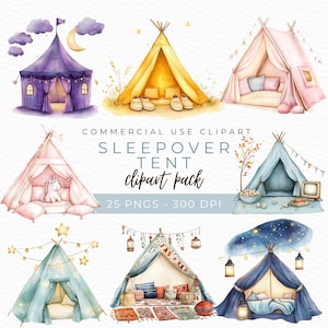 Sleepover Tent Clipart, Slumber Party Art, Cozy Tent Illustration ...