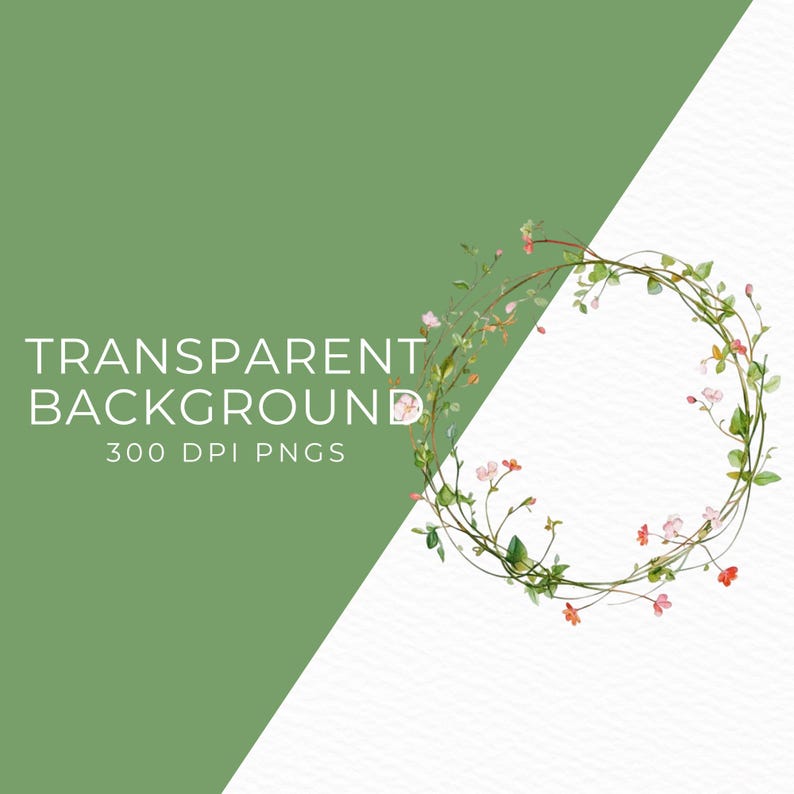 Leafy Frames Clipart, Botanical Frame PNG, Floral Wreath Art, Greenery ...