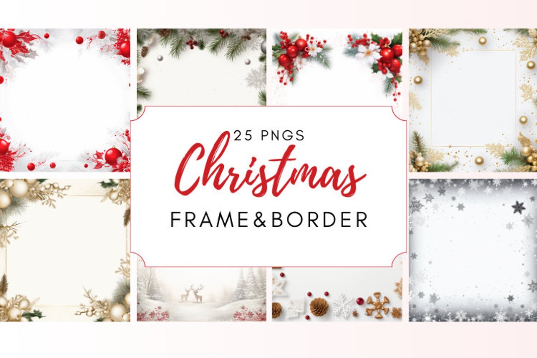 Christmas Frames Border Digital Paper, Festive Frame Digital Graphics ...