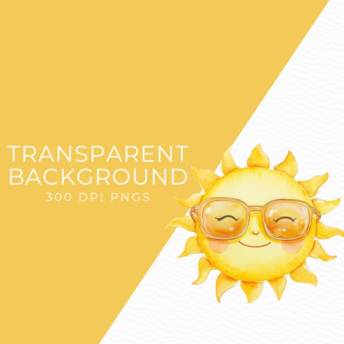 Cute Sun Clipart, Sun PNG, Watercolor Sunshine Art, Boho Sun ...