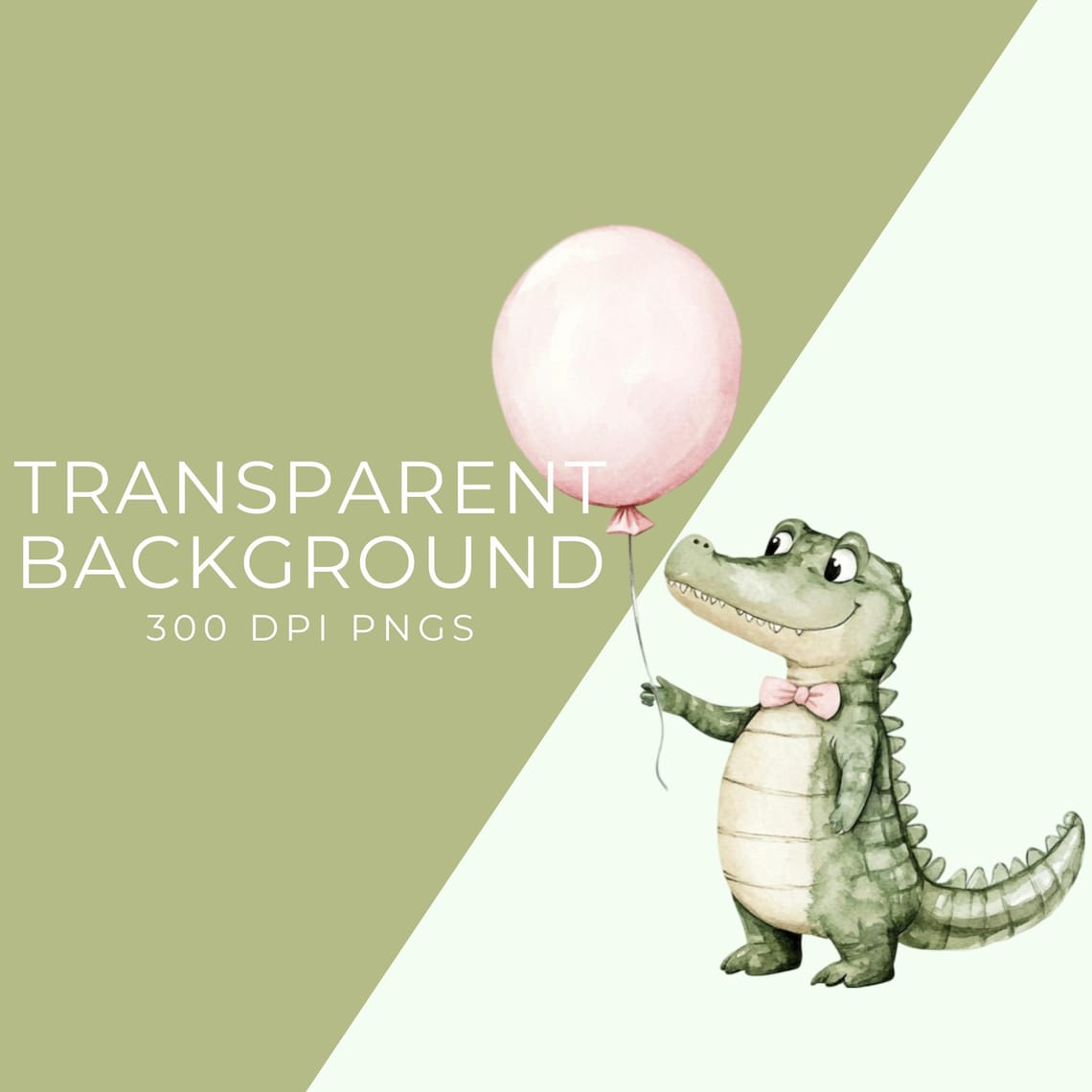 Alligator Clipart, Cute Alligator PNG, Watercolor Reptile Art, Baby ...