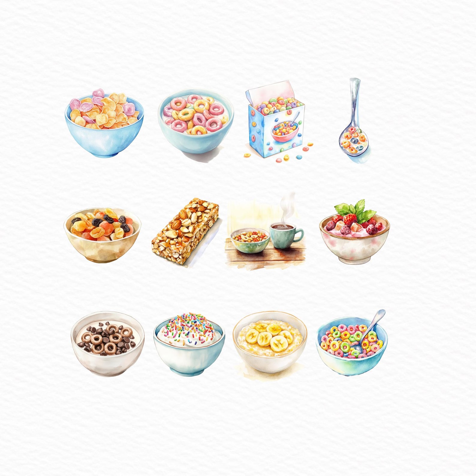 Cereal Clipart, Breakfast Graphics, Cereal Bowl PNG, Food Clipart, Milk ...