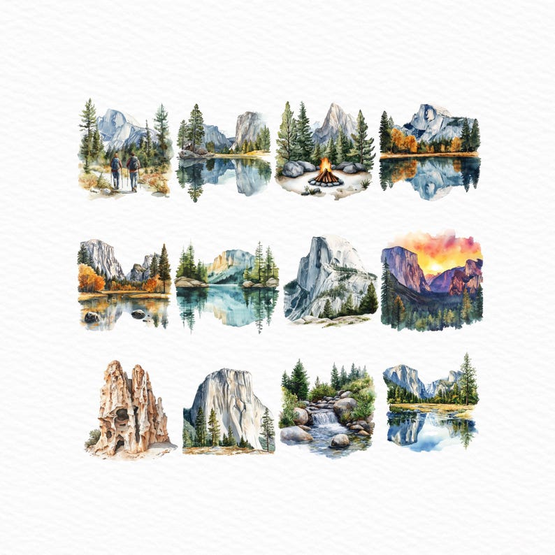 Yosemite Clipart, National Park PNG, Mountain Graphics, Rustic ...