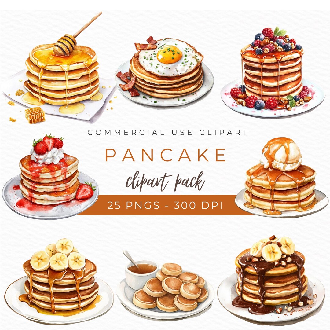 Pancake Clipart, Watercolor PNG, Pancake Stack Illustration, Breakfast ...