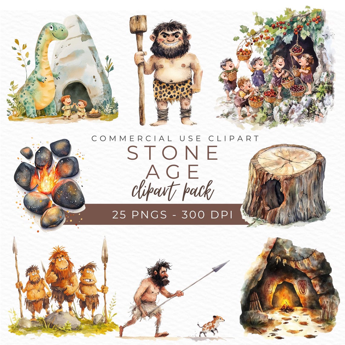 Stone Age Clipart: Prehistoric Illustrations, Educational Graphics ...