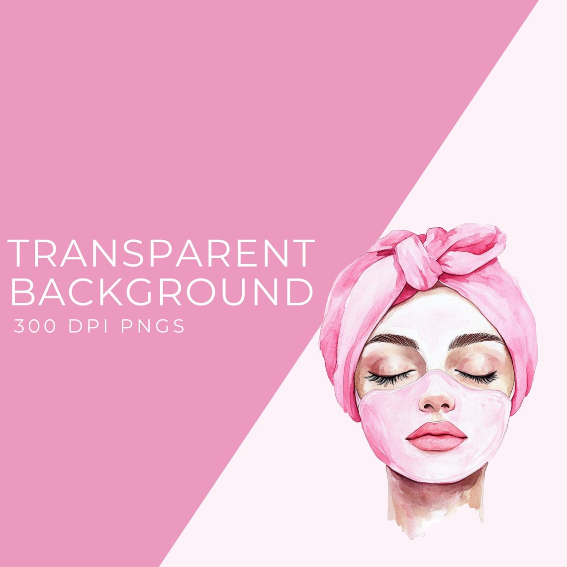 Watercolor Pink Self-care Clipart Set, Feminine Wellness Graphics, Spa ...