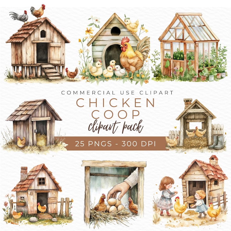 Chicken Coop Clipart, Hen House PNG, Farmyard Illustration, Rustic Farm ...