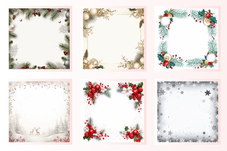 Christmas Frames Border Digital Paper, Festive Frame Digital Graphics ...