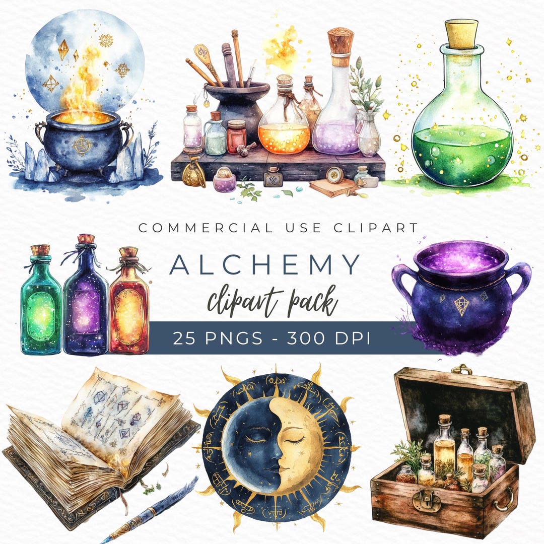 Alchemy Clipart, Mystical Graphics, Potion Illustration, Celestial Art ...