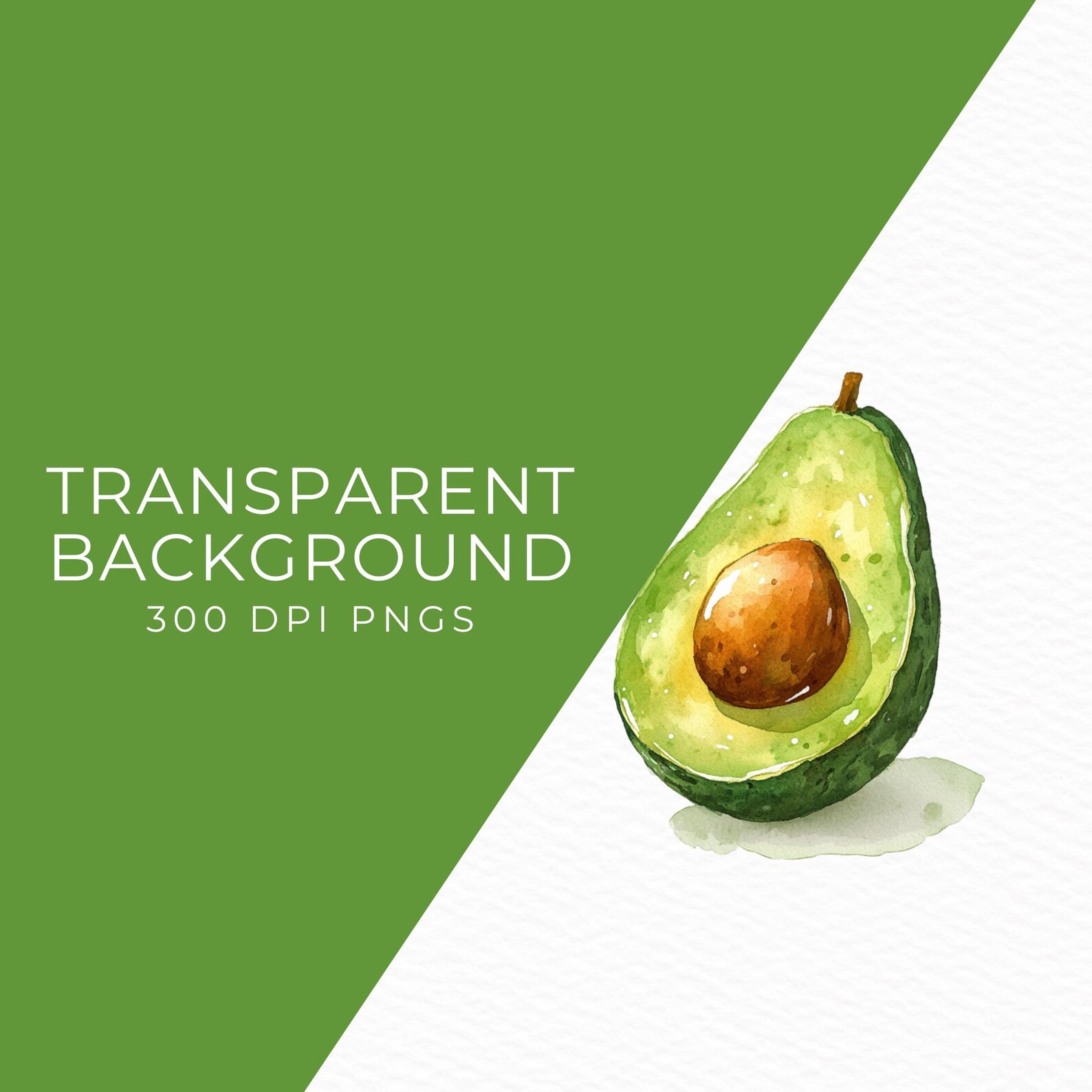 Avocado Clipart, Cute Avocado PNG, Watercolor Avocado Art, Kawaii Food ...