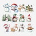 Christmas Snowman Clipart Set, Cute Holiday Snowman Illustrations ...