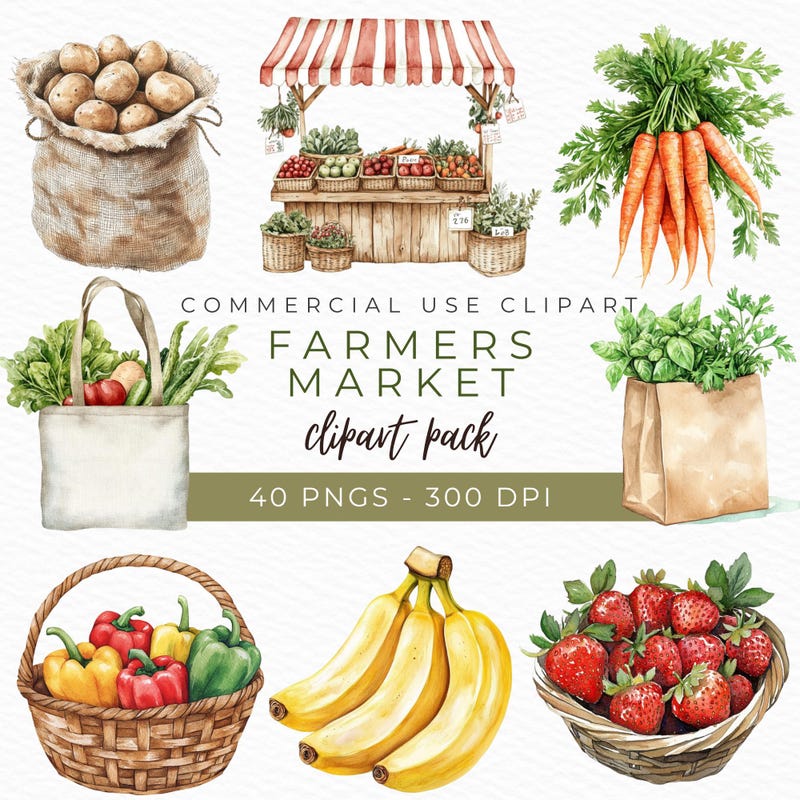 Farmers Market Clipart - Etsy