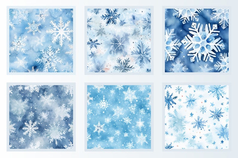 Printable Winter Snowflakes Digital Paper, Freezing Snowfall Ephemera ...