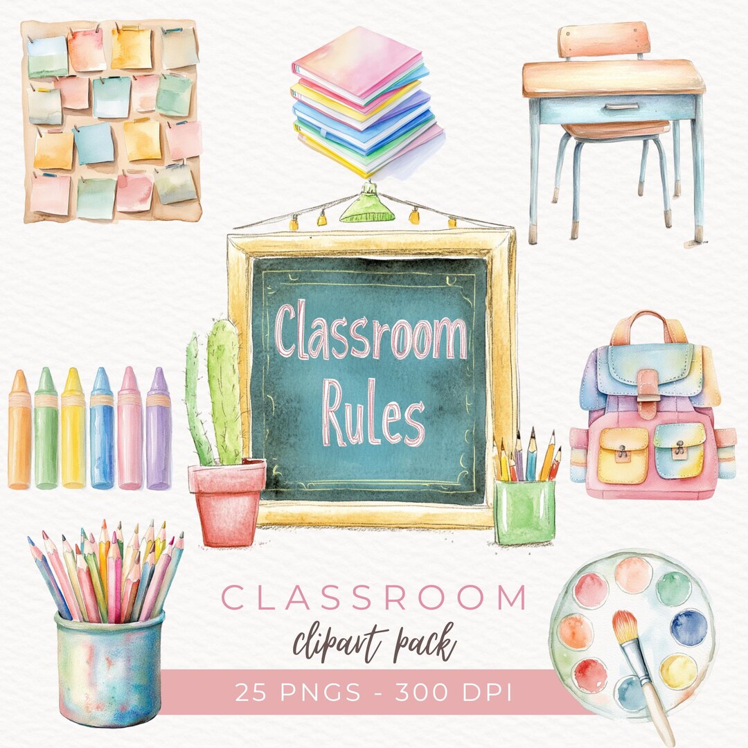 Classroom Clipart, Teacher Art, School Supplies Clipart, Educational ...
