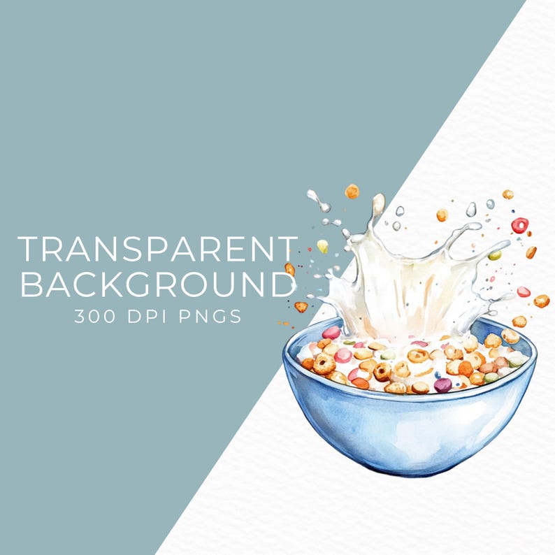 Cereal Clipart, Breakfast Graphics, Cereal Bowl PNG, Food Clipart, Milk ...