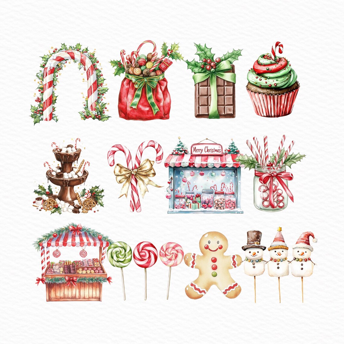 Christmas Candy Store Clipart, Candy Cane PNG, Holiday Clipart, Festive ...
