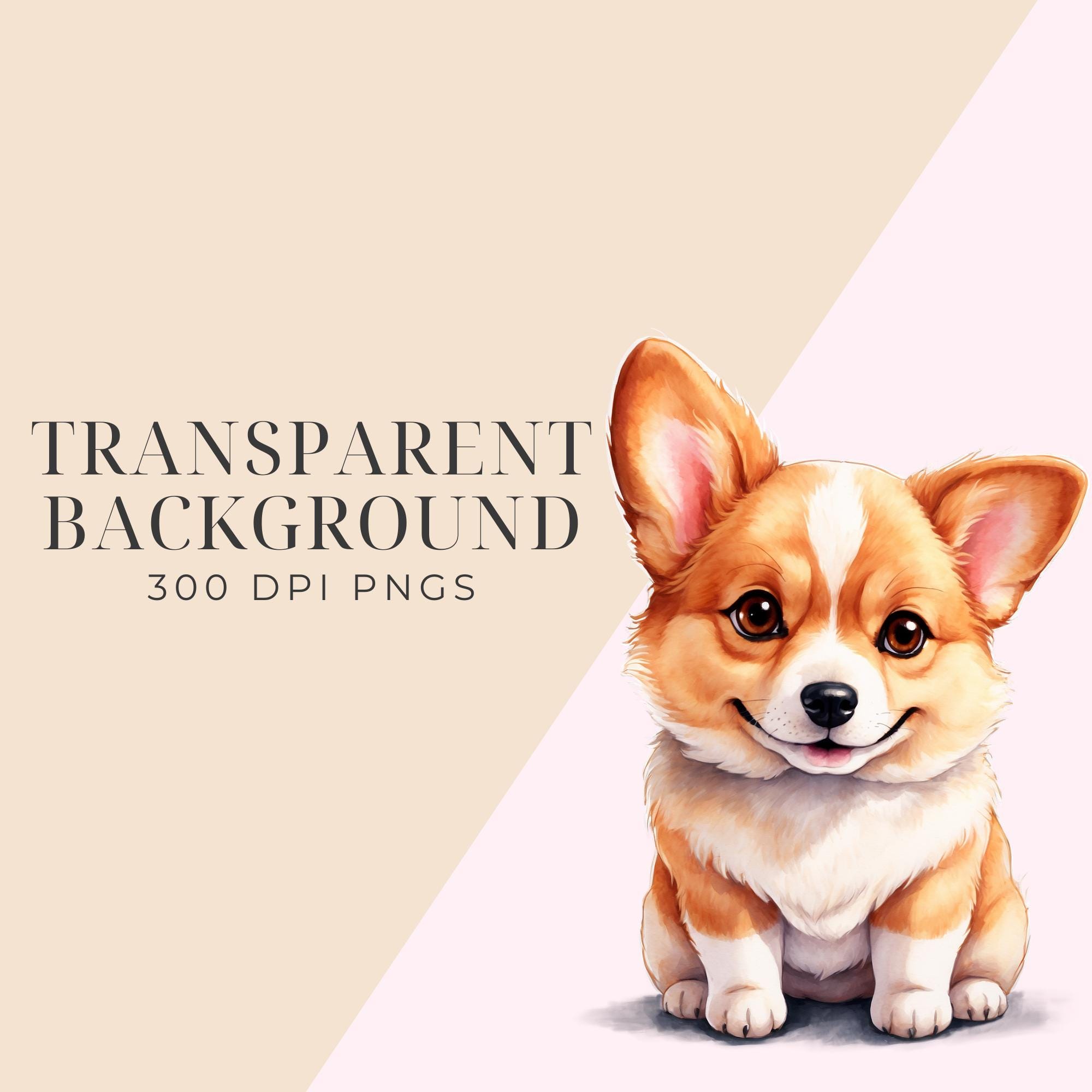 Watercolor Kawaii Corgi Clipart Set Cute Corgi Butt Funny Dogs Digital ...