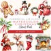 Watercolor Christmas Clipart, Festive Holiday Illustrations, Christmas ...