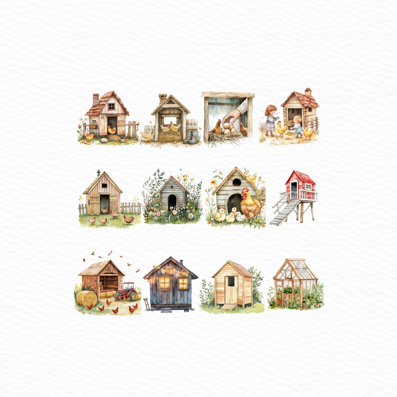 Chicken Coop Clipart, Hen House PNG, Farmyard Illustration, Rustic Farm ...