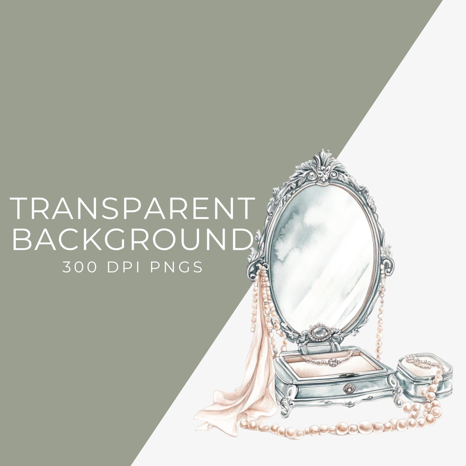 Vanity Mirror Clipart Watercolor Digital Art Bundle Ideal for Junk ...