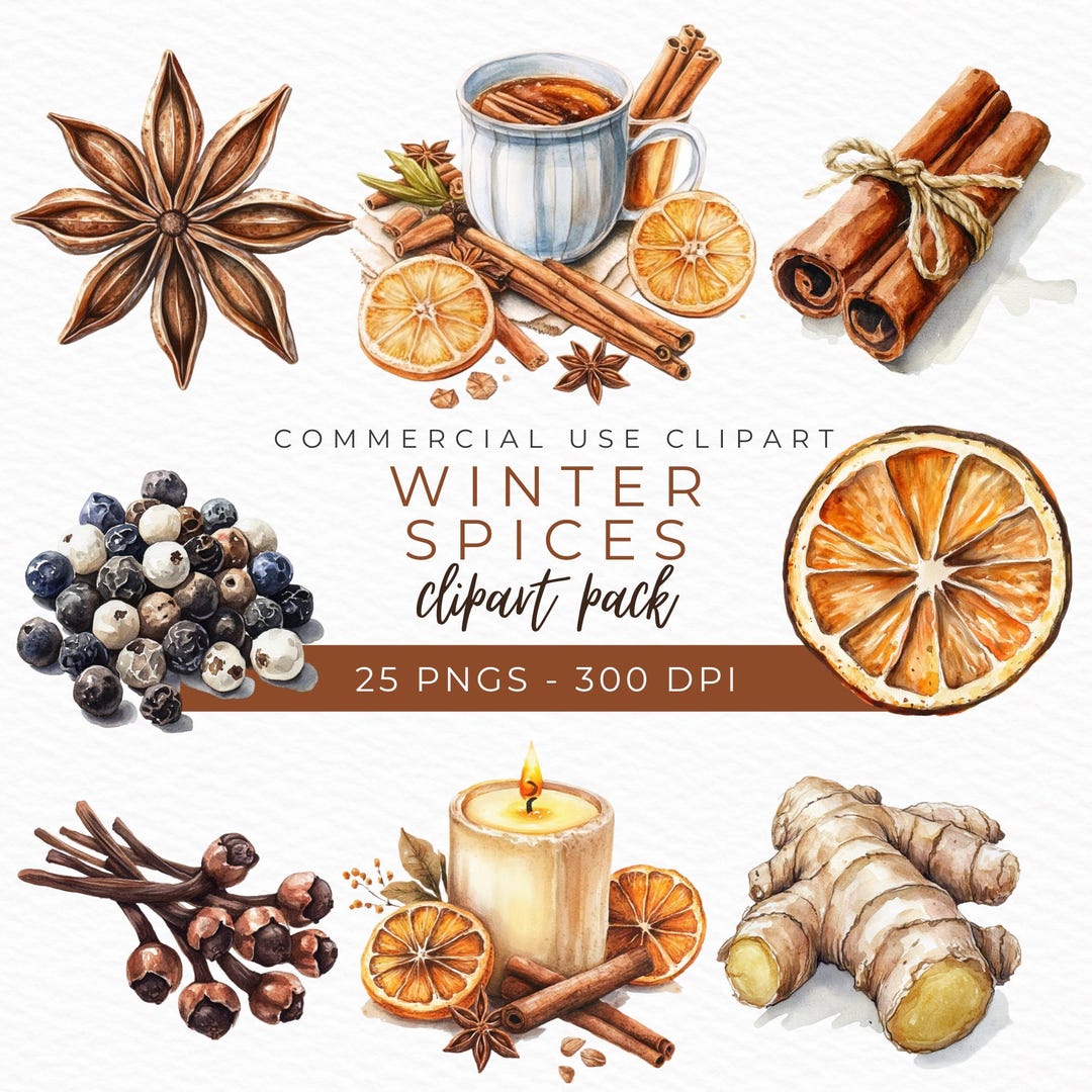 Winter Spice Clipart, Cinnamon Clipart, Mulled Wine PNG, Holiday Spice ...