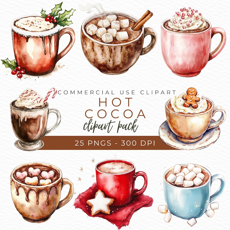Hot Cocoa Clipart - Etsy