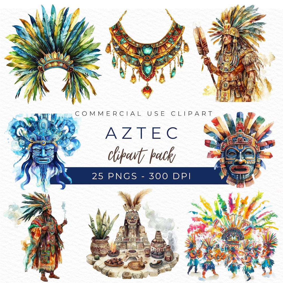 Aztec Clipart, Watercolor PNG, Aztec Pattern Art, Ancient Symbols ...