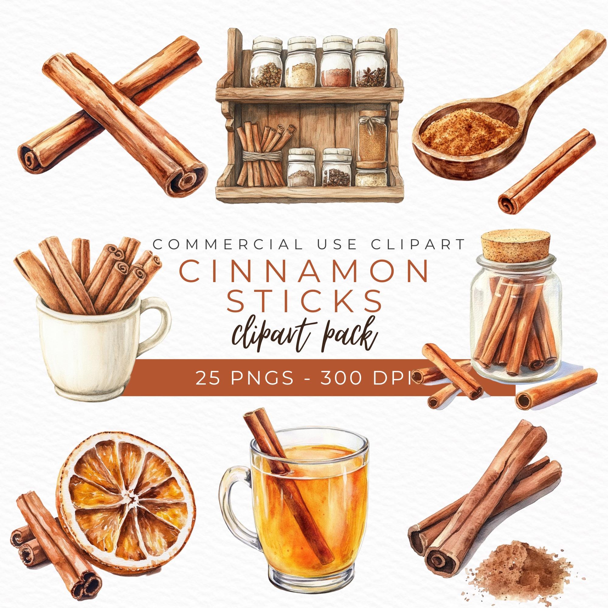 Cinnamon Sticks Clipart, Cinnamon Clipart, Spice PNG, Rustic Clipart ...