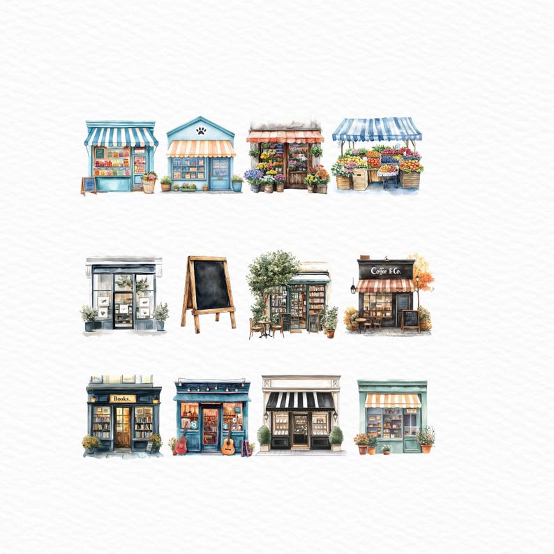 Storefront Clipart, Bakery Store PNG, Candy Shop Illustration, Flower ...