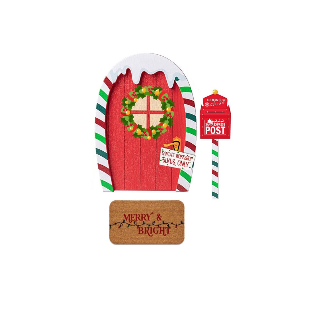 Printable Elf Christmas Door Decoration, Mailbox & Rug (digital Files ...