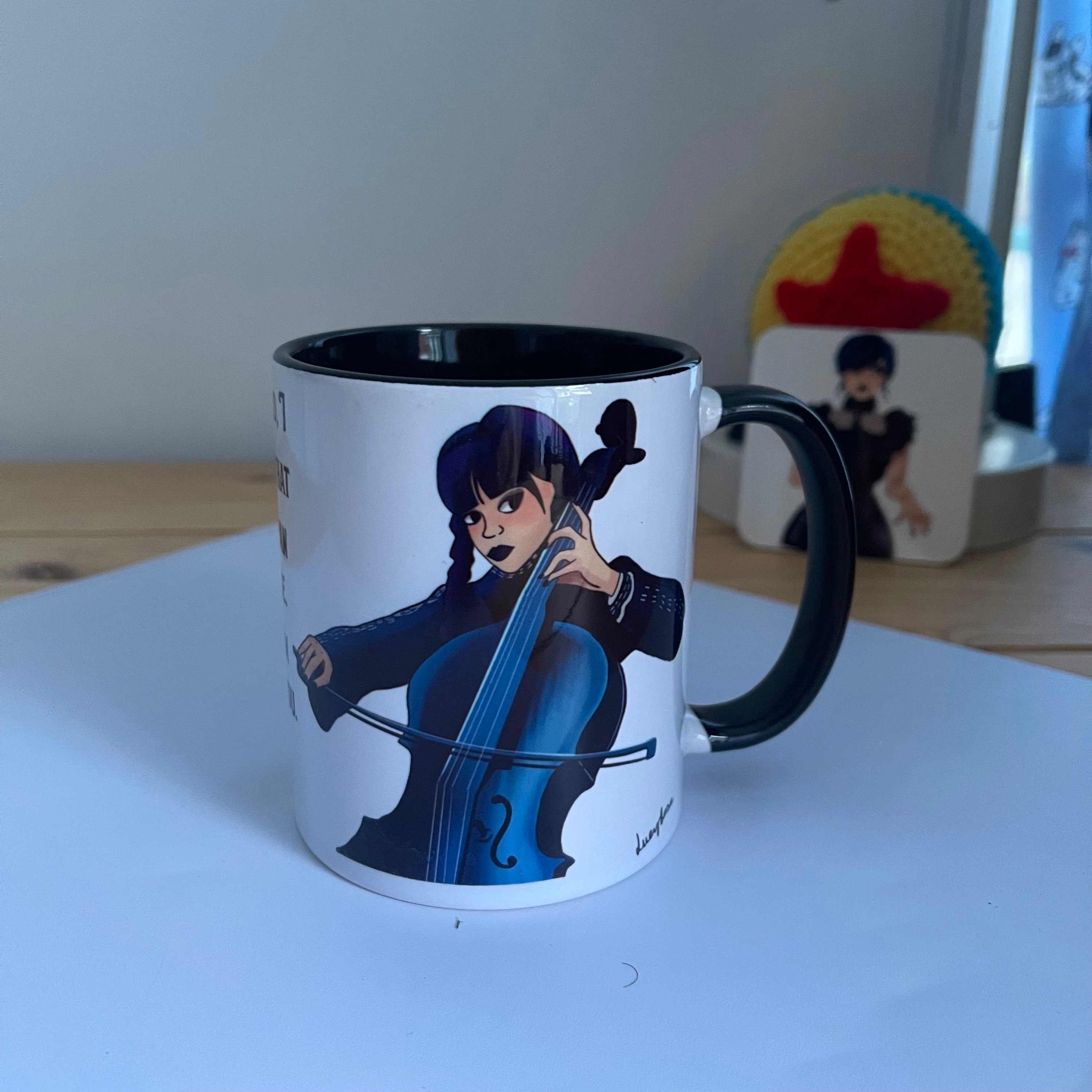 Wednesday Addams Bottle or Mug and Coaster - Etsy UK