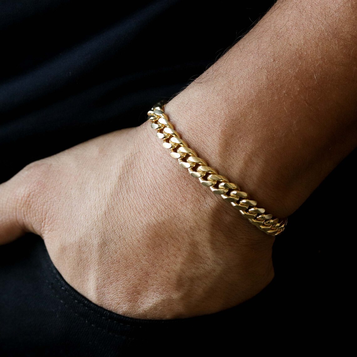 Miami Cuban Bracelet Miami Cuban Link Bracelet Men Gold - Etsy