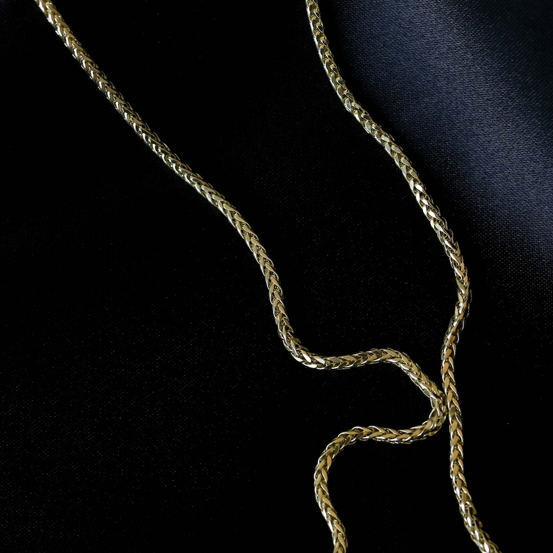 14K Gold Wheat Chain Necklace, Wheat Chain, 14K Wheat Chain, Square ...