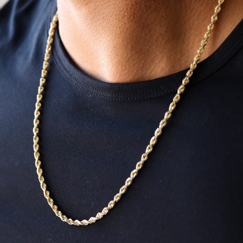 14k Solid Gold Rope, Rope Necklace, Rope Chain, 14k Gold Twist Chain ...