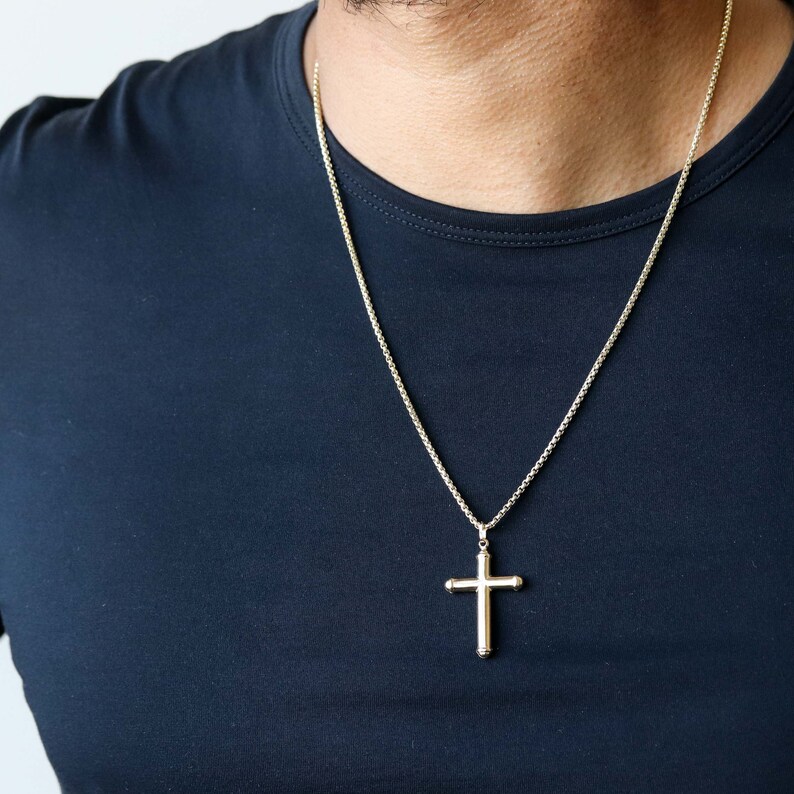 Gold Cross Necklace Chain, Mens Gold Cross Necklace for Men, Gold ...