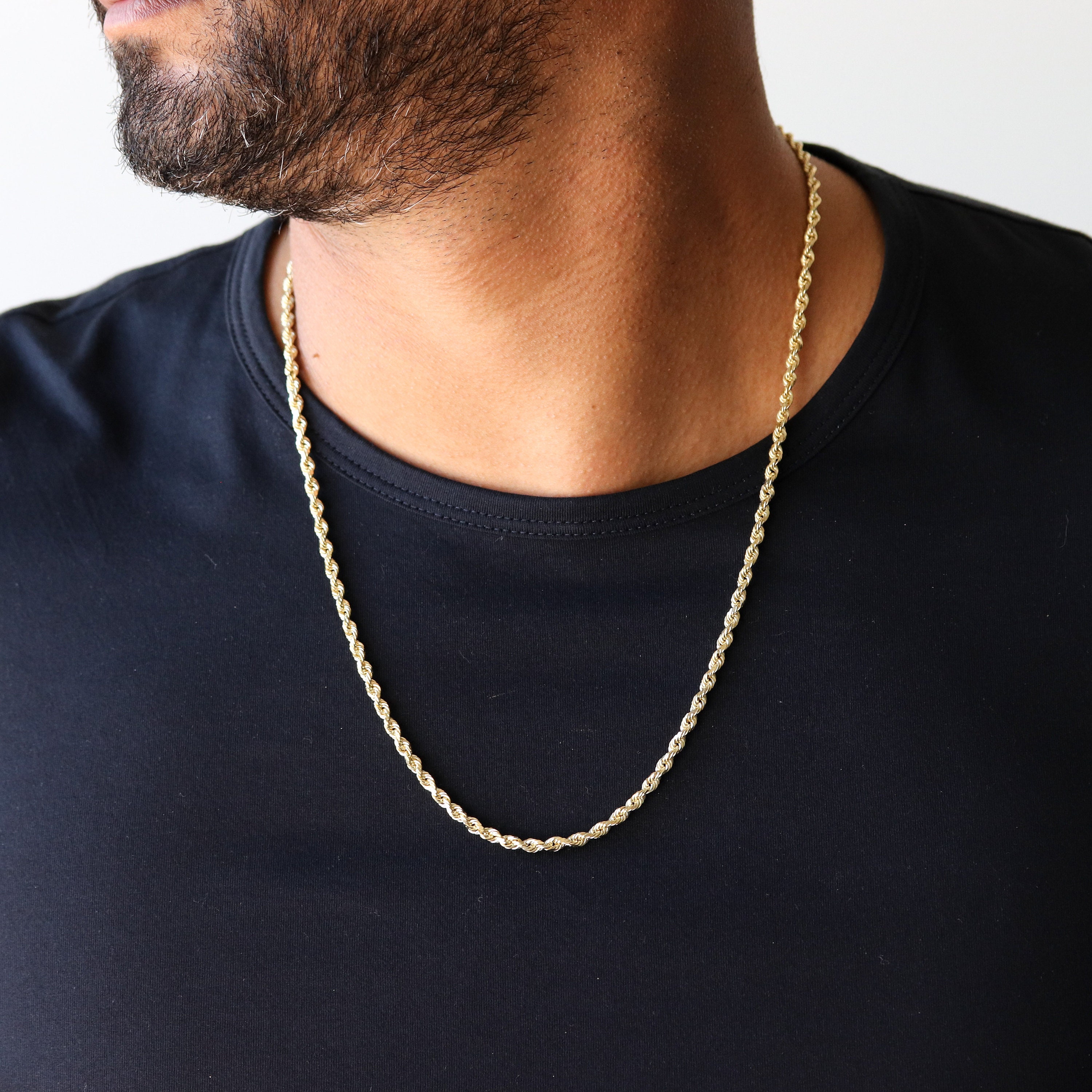 14k Solid Gold Rope, Rope Necklace, Rope Chain, 14k Gold Twist Chain ...