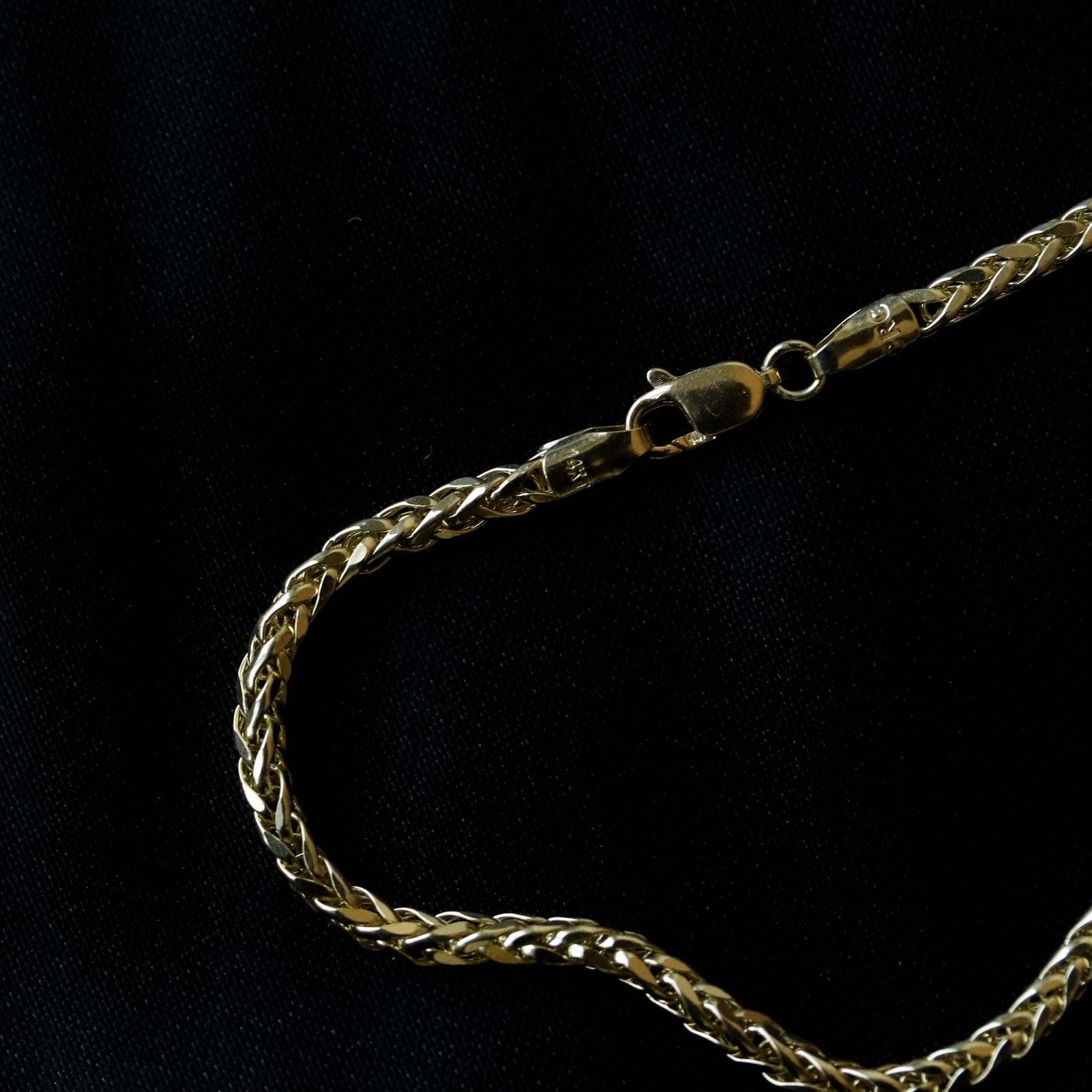 14K Gold Wheat Chain Necklace, Wheat Chain, 14K Wheat Chain, Square ...