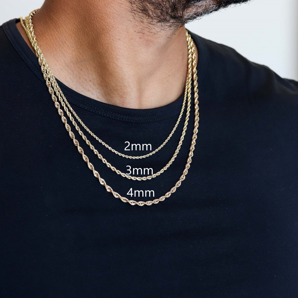 14k Solid Gold Rope Rope Necklace Rope Chain 14k Gold Twist - Etsy