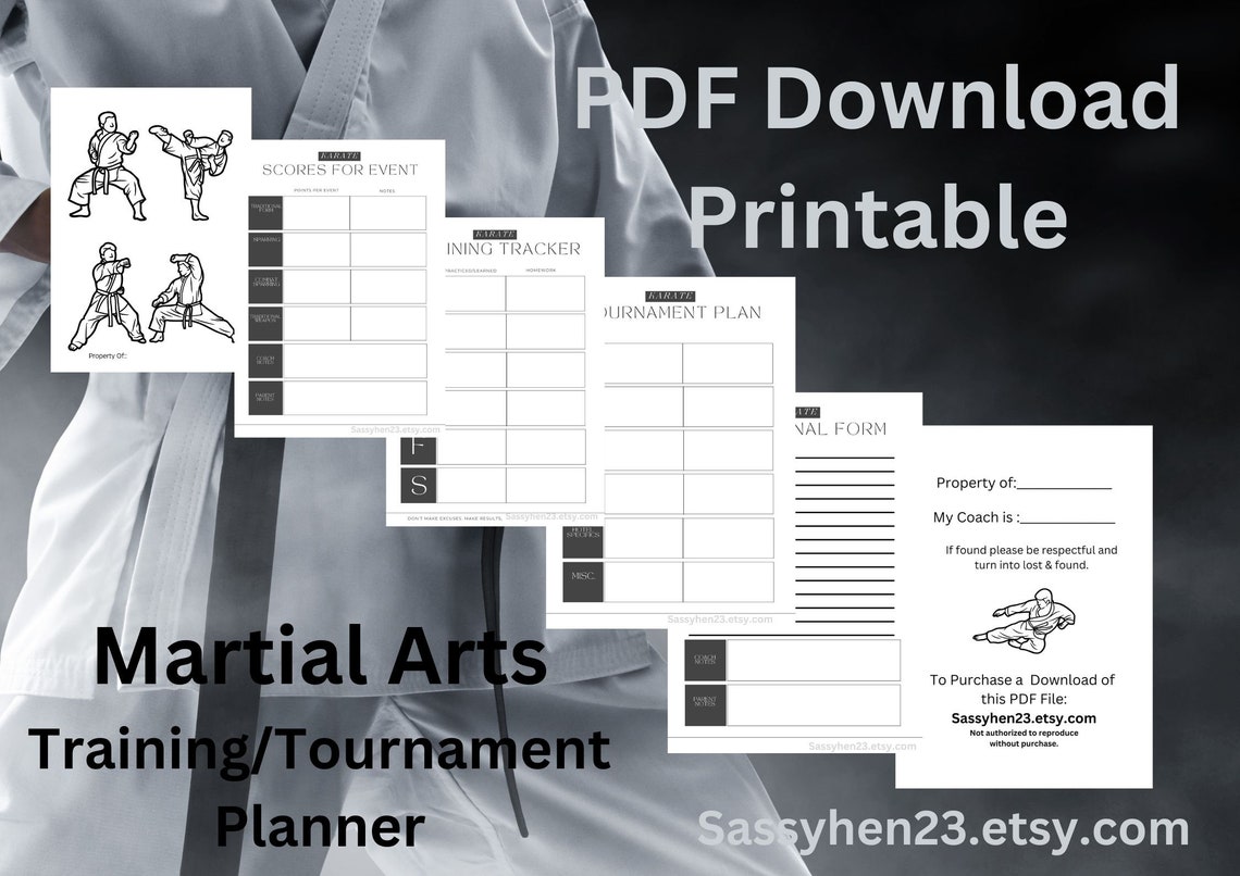 Martial Arts, Karate, Taekwondo, Training Event Planning 16pg PDF ...