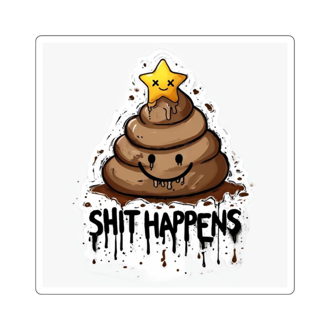 Funny Poop Emoji Stickers, Humorous Square Stickers for Laptops, Water ...