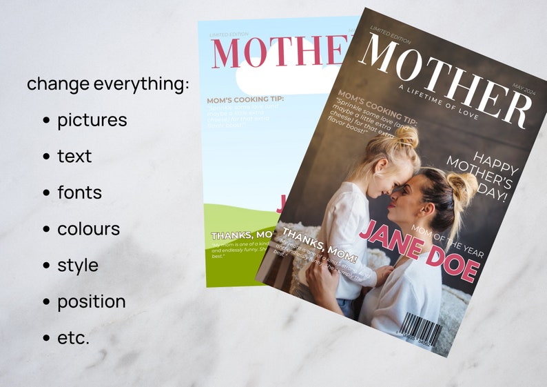Customizable Mother's Day Magazine Cover Template - Personalized ...