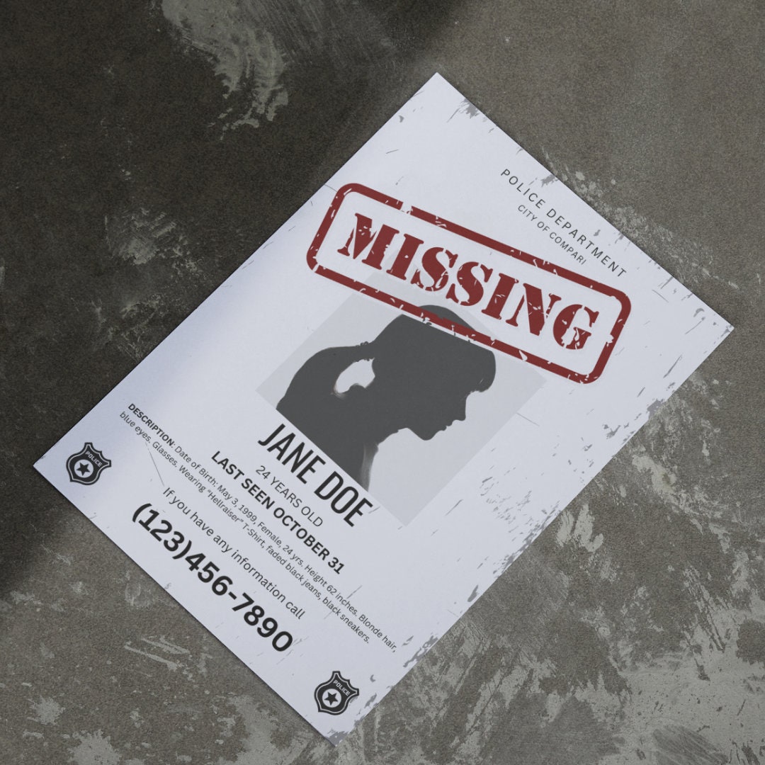 Personalized Halloween 'missing Person' Poster Template, Digital Canva ...