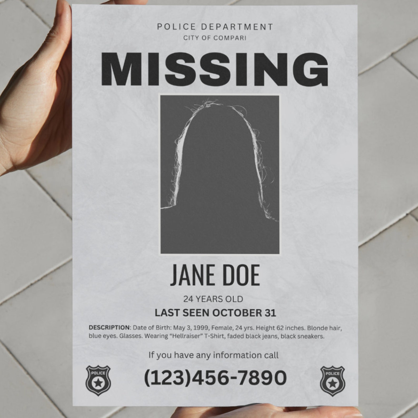 Personalized Halloween 'missing Person' Poster Template, Digital Canva ...
