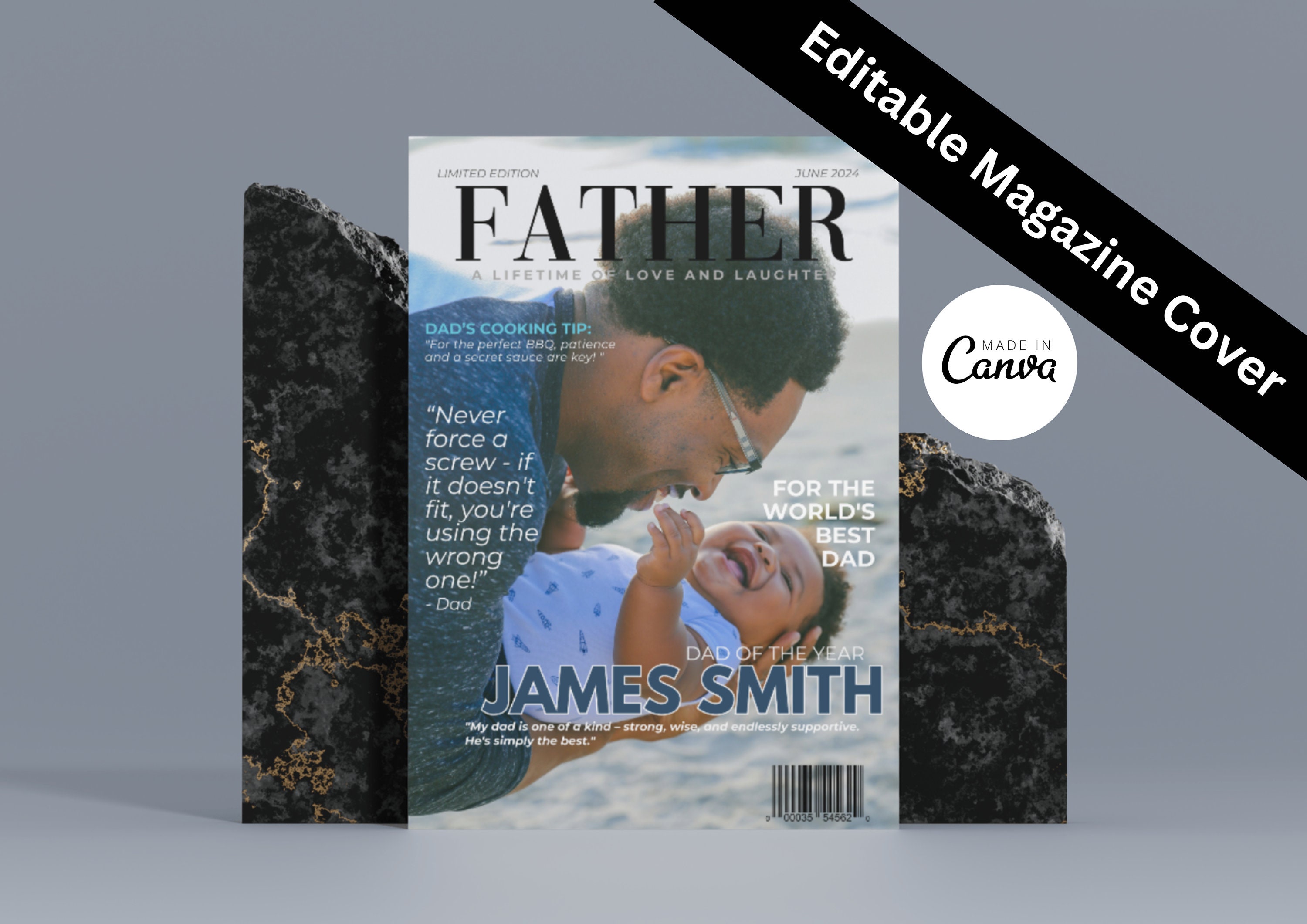 Customizable Father's Day Magazine Cover Template - Personalized ...