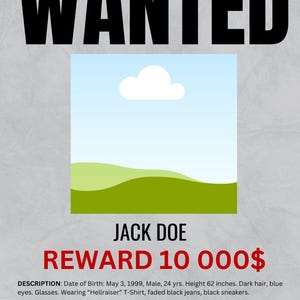 Personalized Halloween 'wanted' Poster Template, Digital Canva Editable ...
