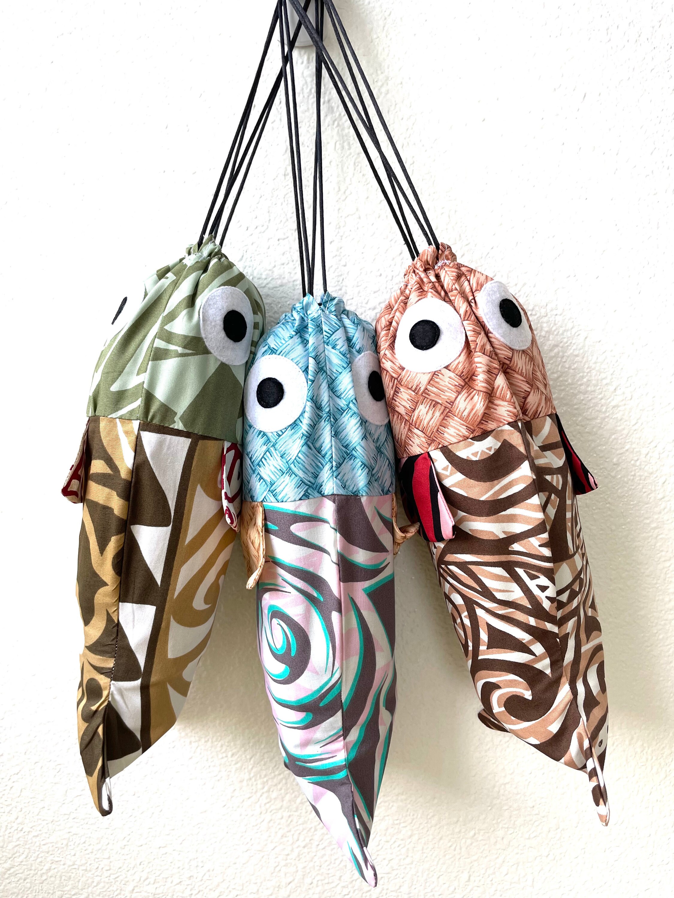 Hawaiian Print Drawstring Fish Bags - Etsy