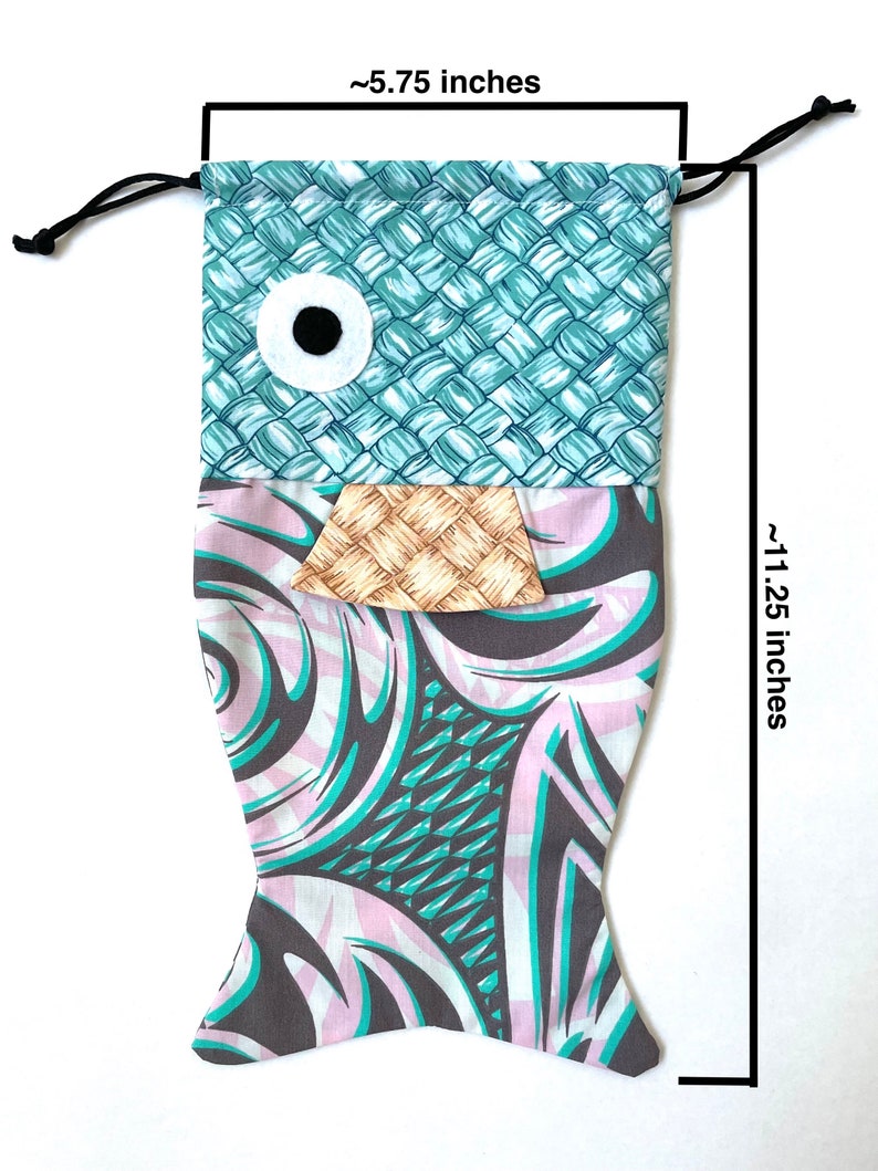 Hawaiian Print Drawstring Fish Bags - Etsy