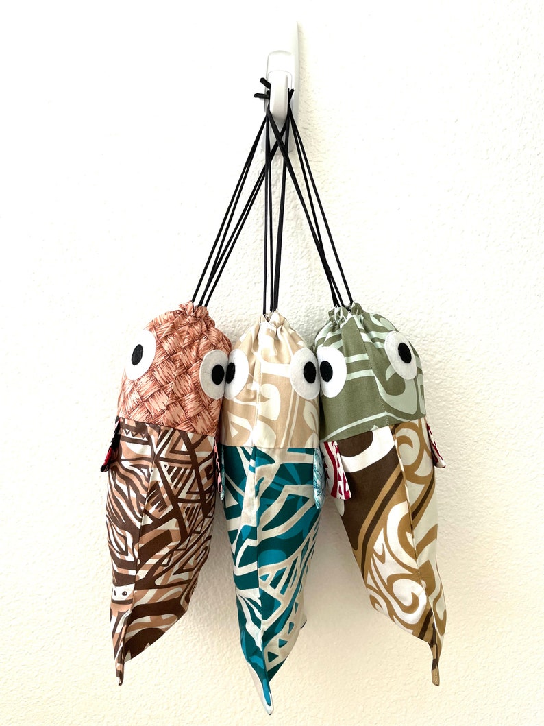 Hawaiian Print Drawstring Fish Bags - Etsy