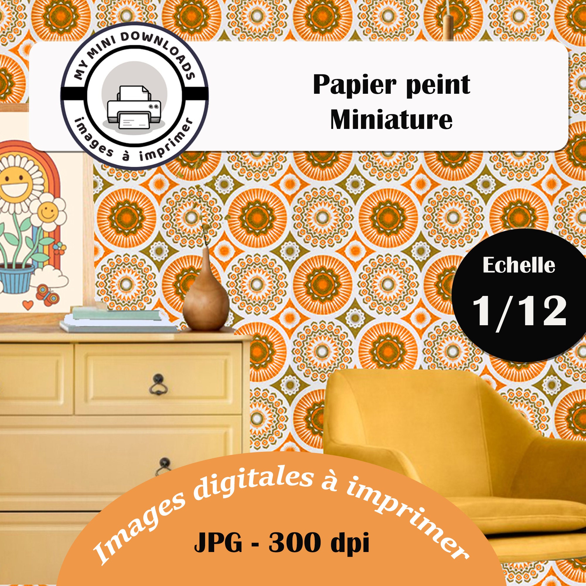 Miniature Wallpaper to Print in Vintage Style - Etsy